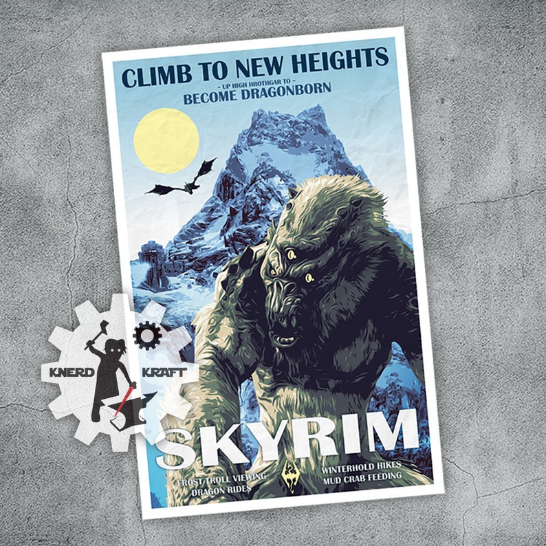 Skyrim Become Dragonborn Vintage Travel Poster 11x17 | Etsy