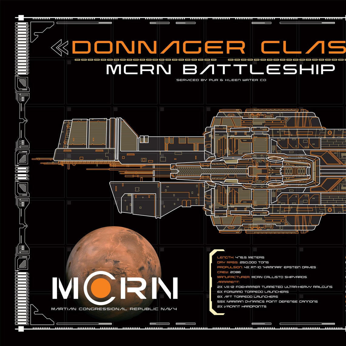 Expanse Donnager Class MCRN Battleship Schematic 36x11.75 - Etsy UK