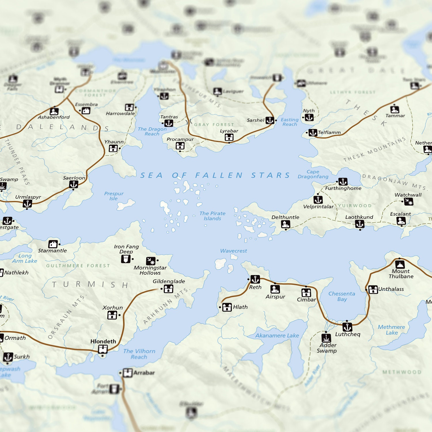 Faerun National Park Style Map 16x20 Poster | Etsy