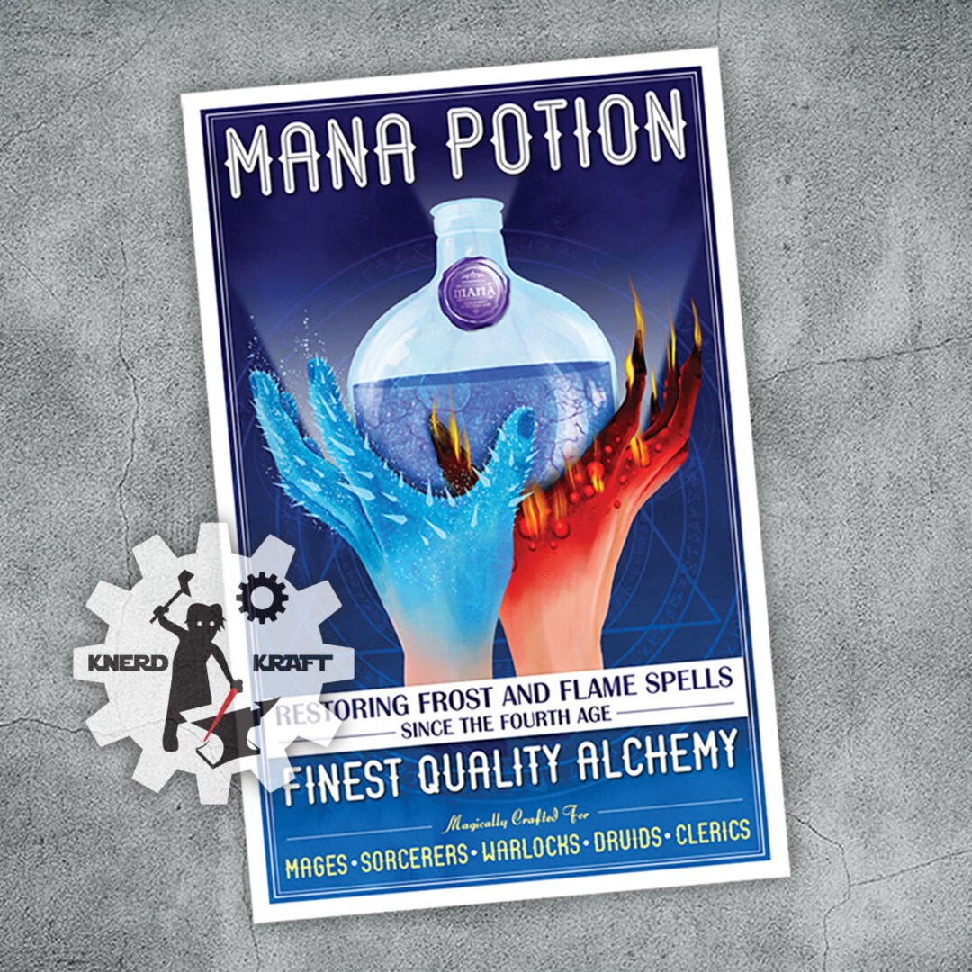 Mana Potion - Mages Guild - Vintage Advertising Poster - 11x17 - Etsy