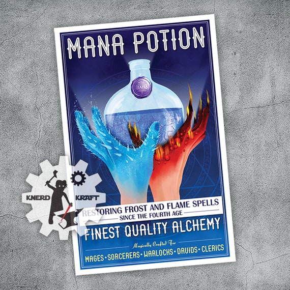 Mana Potion Mages Guild Vintage Advertising Poster 11x17 | Etsy