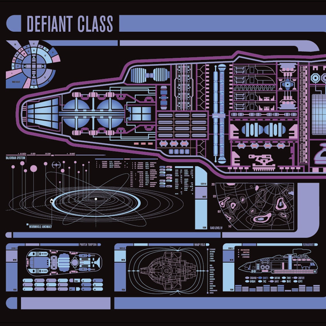 U.S.S. Defiant Defiant Class Starship LCARS Print | Etsy