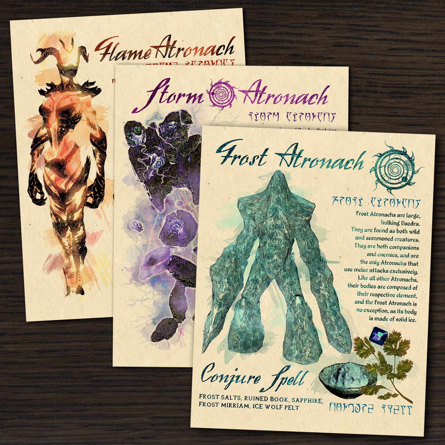 Frost Flame and Storm Atronach Conjure Spell Pages 8.5 x | Etsy