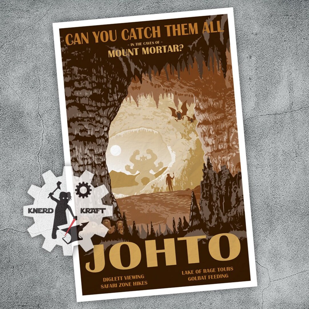 Pokemon - Johto Region - Vintage Style Travel Poster - 11x17 Inches - Etsy