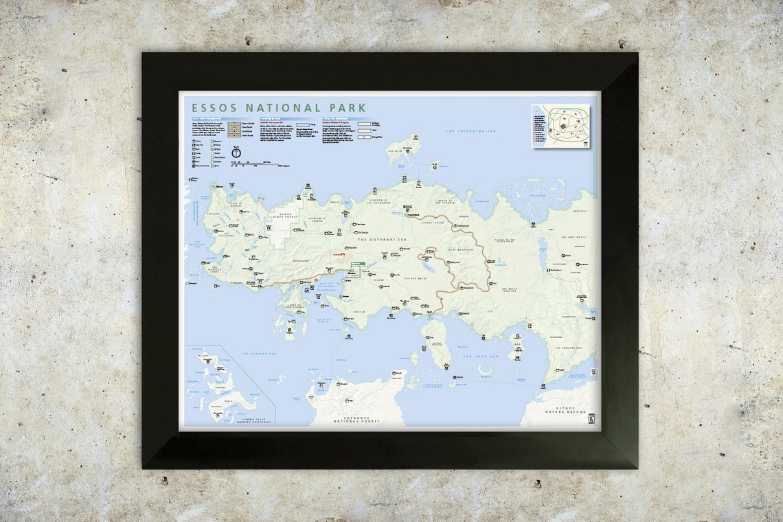 Essos Map National Park Style 16x20 Poster game of Thrones - Etsy