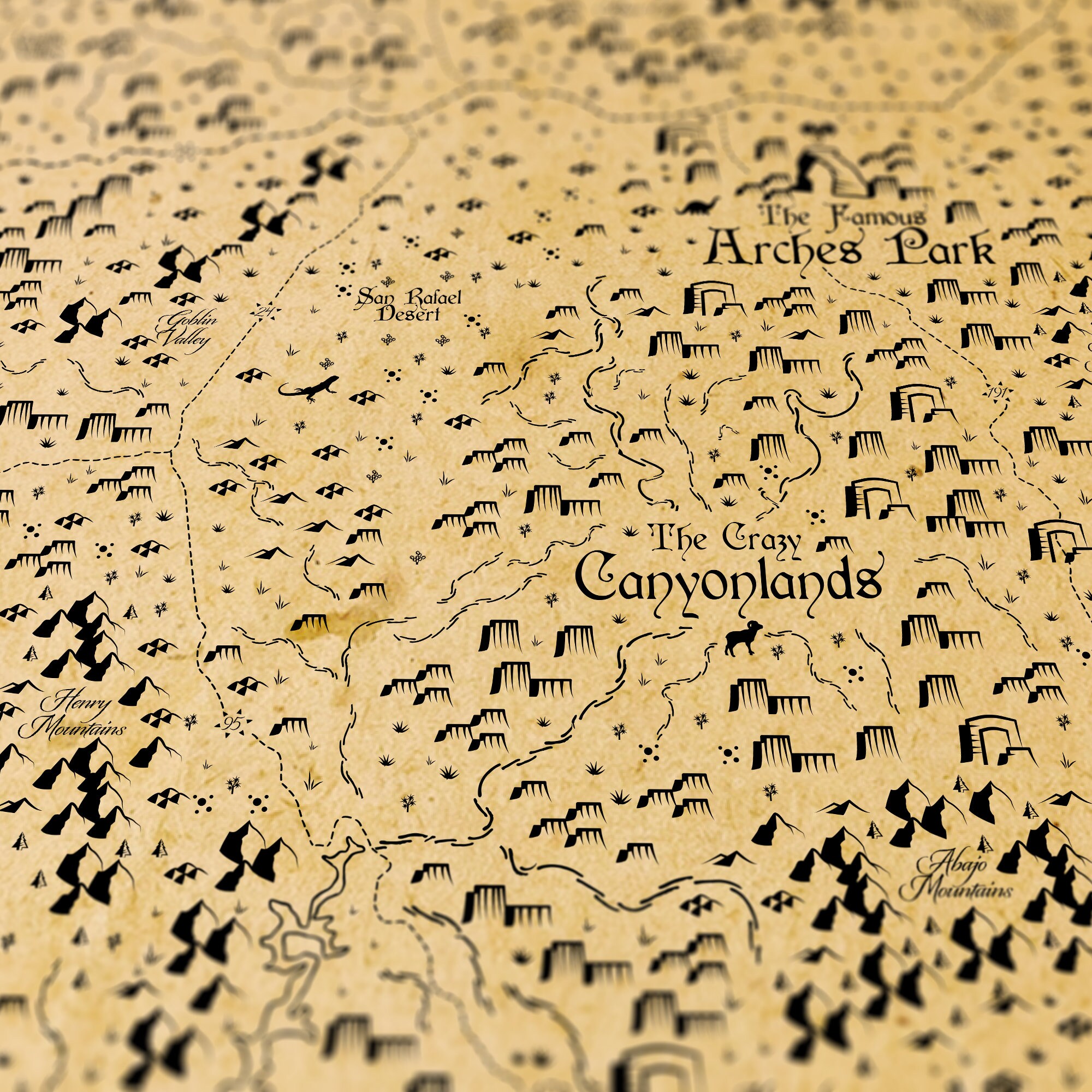 The Rugged Realms of Utah Fantasy Map 18x24 Inches - Etsy Canada