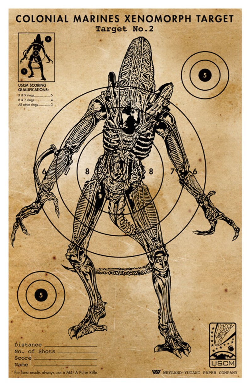 Aliens Xenomorph Vintage Shooting Target 11x17 | Etsy
