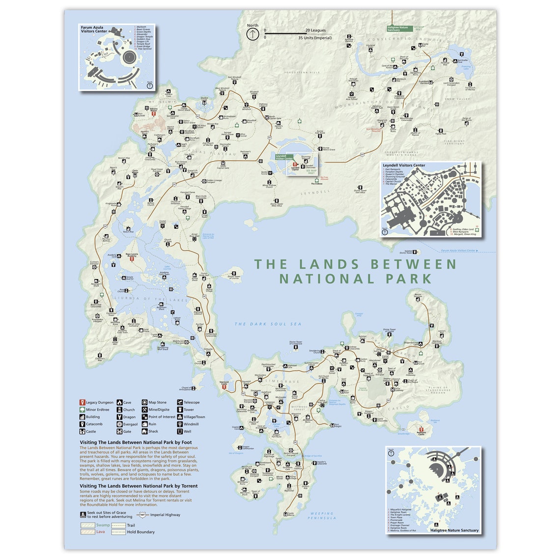 The Lands Between elden Ring National Park Style 16x20 - Etsy