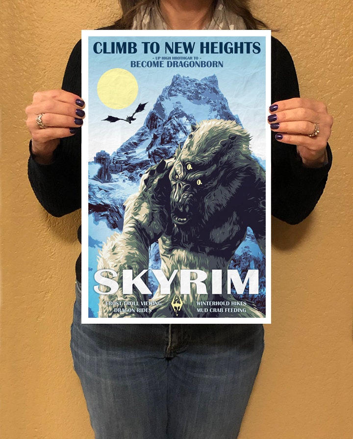 Skyrim Become Dragonborn Vintage Travel Poster 11x17 - Etsy