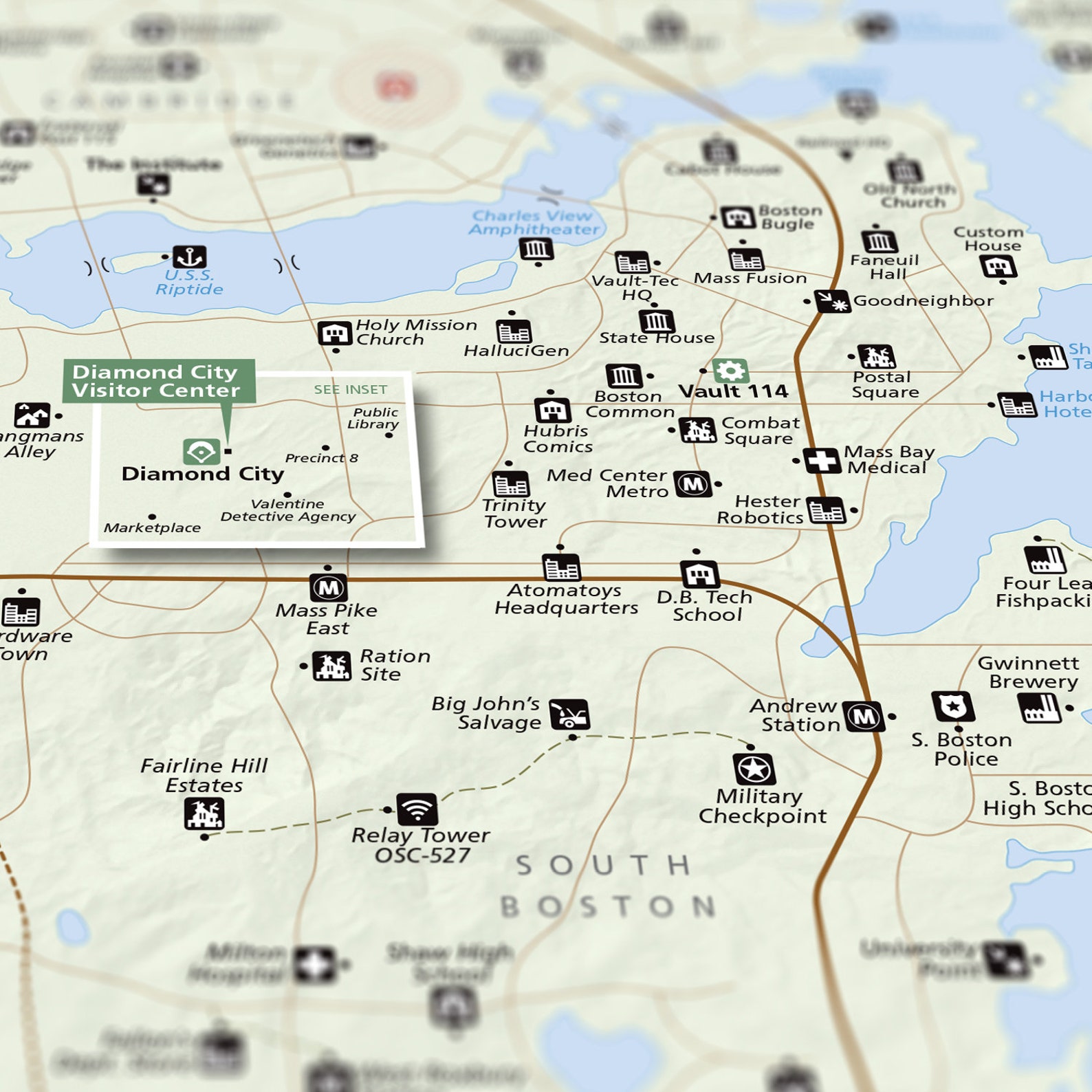 Fallout 4 Commonwealth National Park Map Style Print 16x20 | Etsy