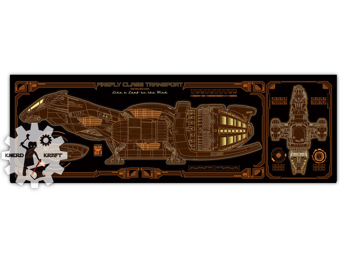 Firefly serenity Class Transport Schematics Print 36x11.75 - Etsy