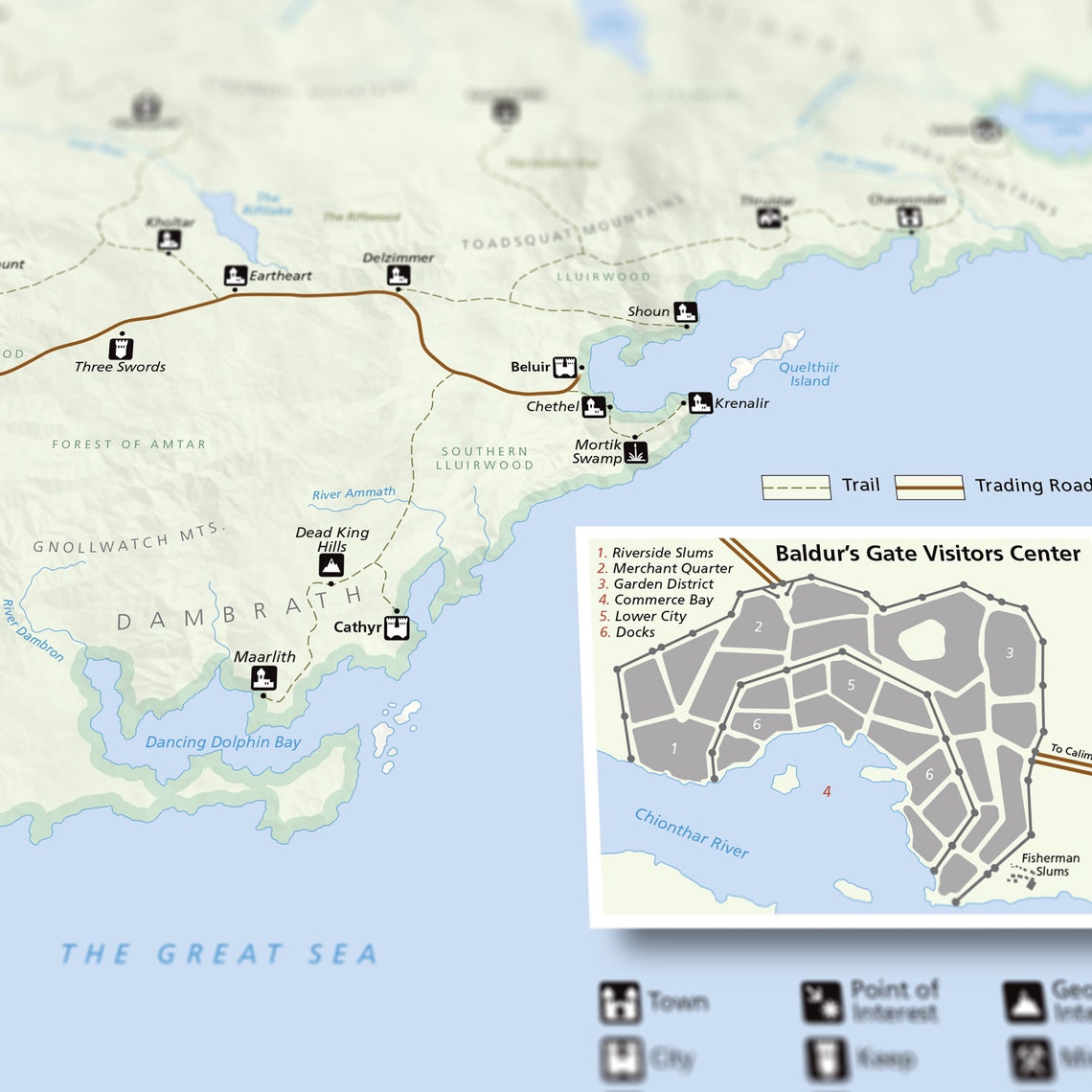 Faerun National Park Style Map 16x20 Poster | Etsy