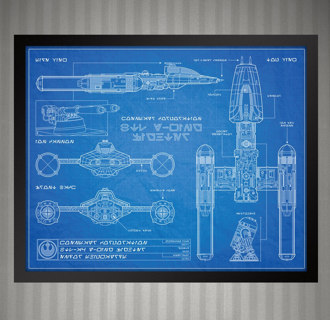 Star Wars Y-wing Bomber Blueprint Style Print 8x10 - Etsy