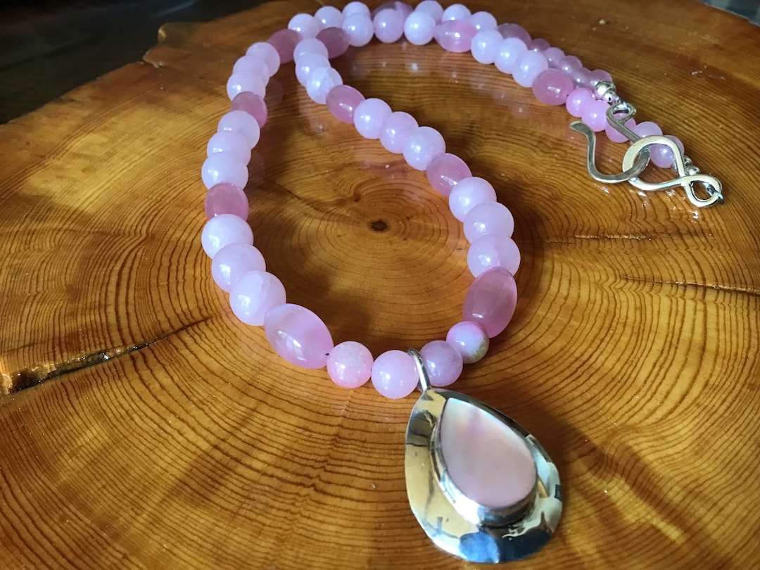 Navajo Made Pink Shell and Sterling Silver Pendant Graces a 21 Inch ...