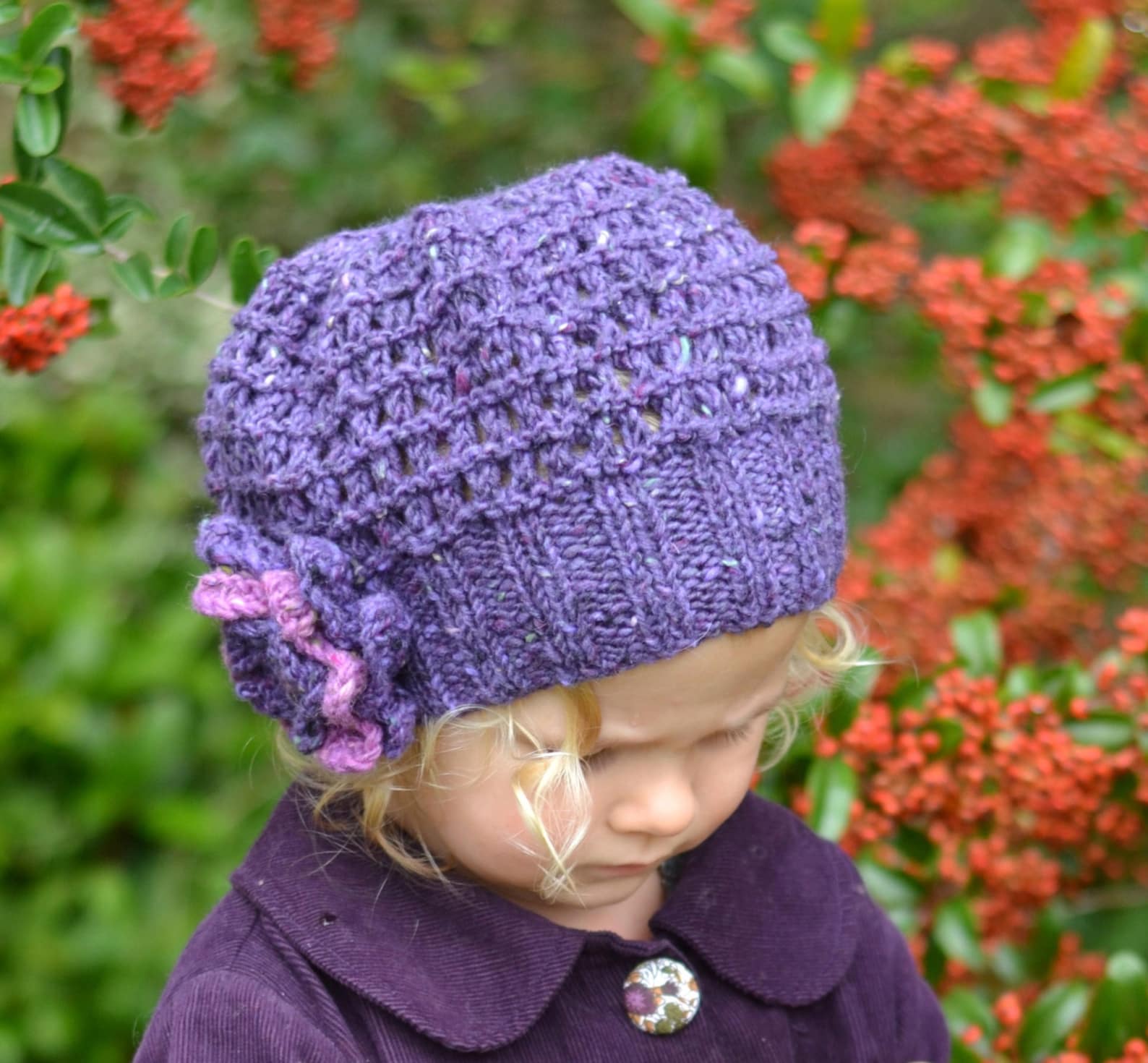 Womens KNITTING PATTERNS Girls Hats 'damson Tweed' - Baby to Adult ...