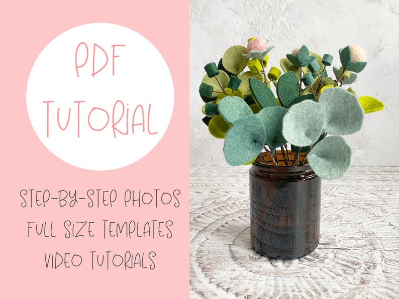 PDF video tutorial: Evergreen Mini Foliage Collection felt | Etsy