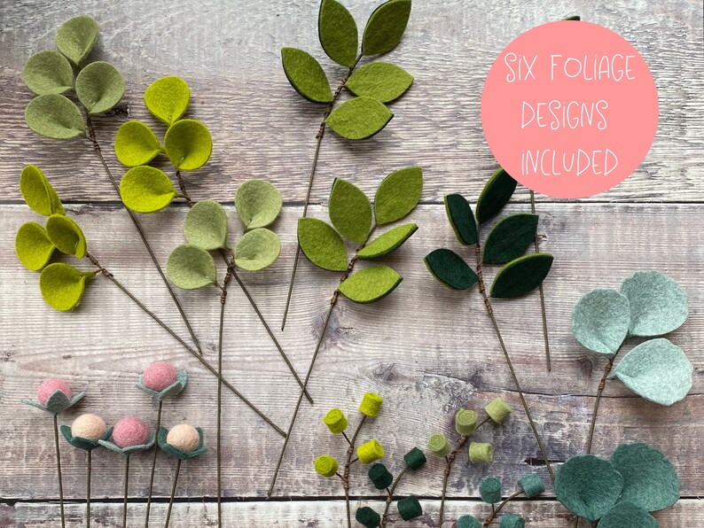 PDF video tutorial: Evergreen Mini Foliage Collection felt | Etsy