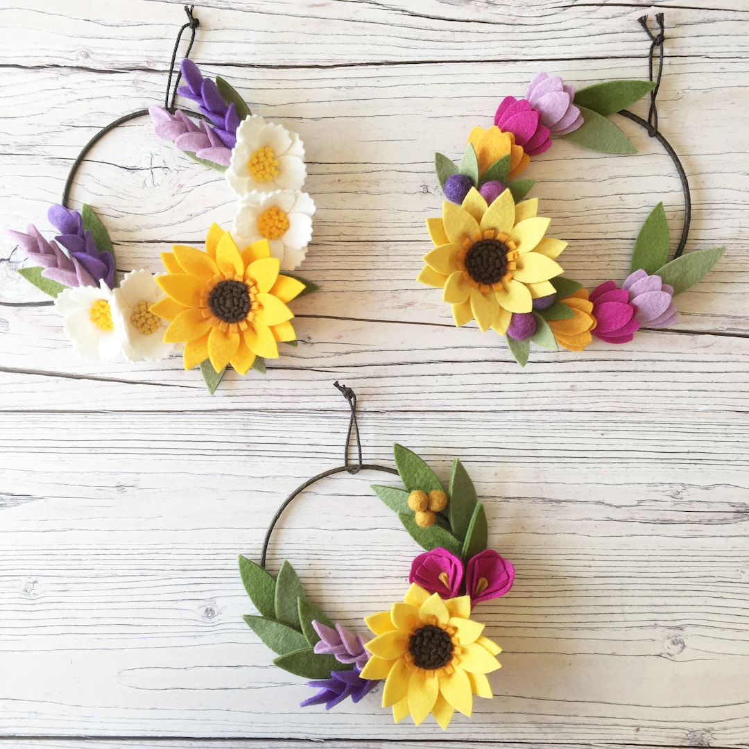 PDF BUNDLE: Felt Flower Pattern/tutorial DIY Felt Flowers Mini Wreath ...