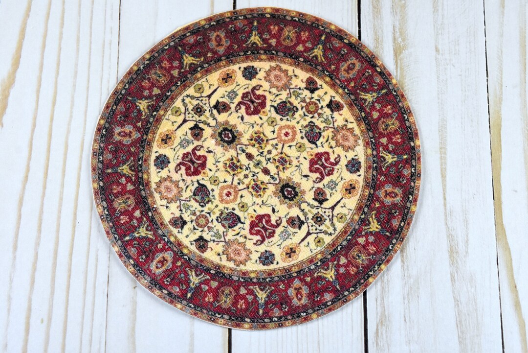 Round Dollhouse Rug Miniature Rug Dollhouse Accessories Chic Doll Rug ...