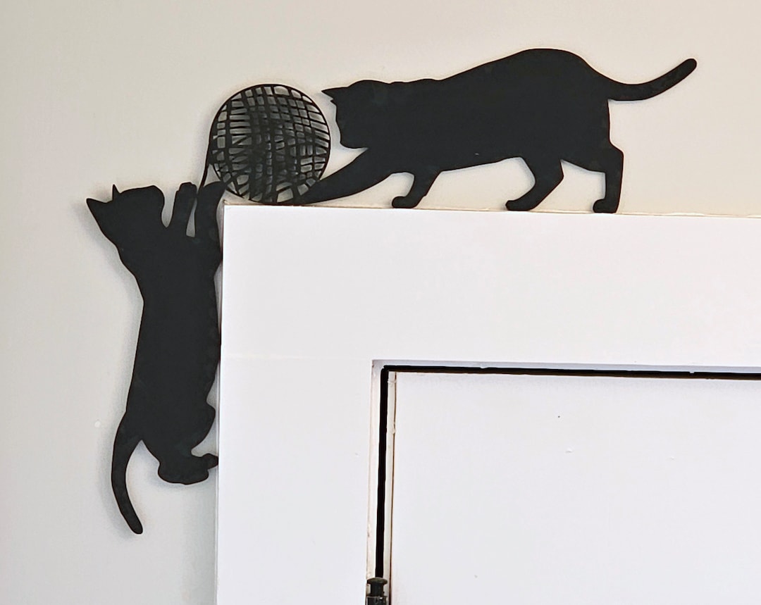 Cat Sign Custom Door Trim Cute Cat Corner Door Trim Sitter Custom Door ...