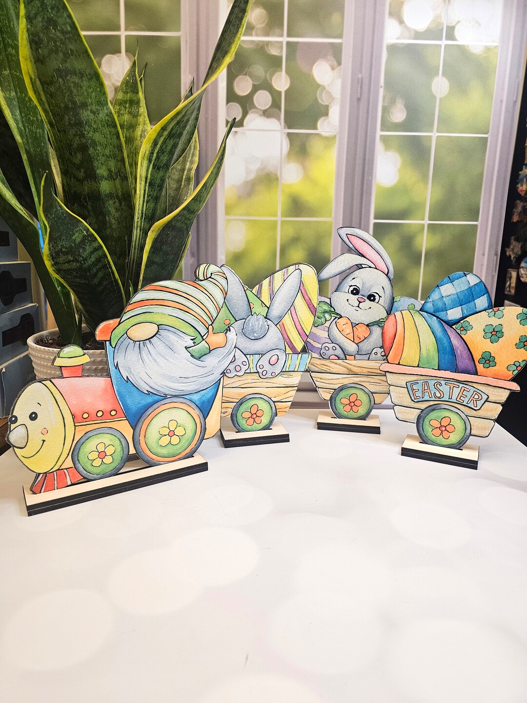Easter Train Shelf Sitters: Wood Spring Decor (4-piece Set) - Etsy