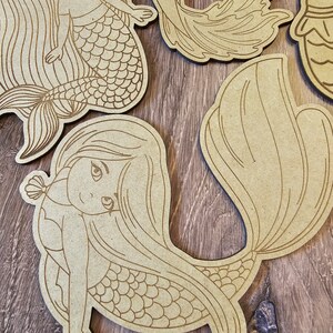 Wood DIY Paint Party Mermaid Themed Coloring Kit 4 Mermaids With Paint ...