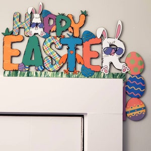 Happy Easter Sign Custom Door Corner Easter Decor Door Trim Sitter ...