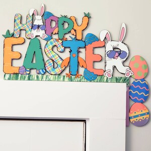 Happy Easter Sign Custom Door Corner Easter Decor Door Trim Sitter ...