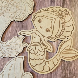Wood DIY Paint Party Mermaid Themed Coloring Kit 4 Mermaids With Paint ...