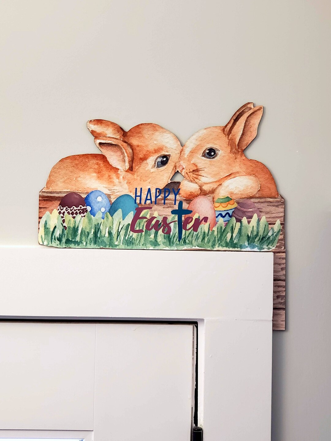 Easter Sign | Custom Door Corner | Easter Bunny | Door Trim Sitter ...