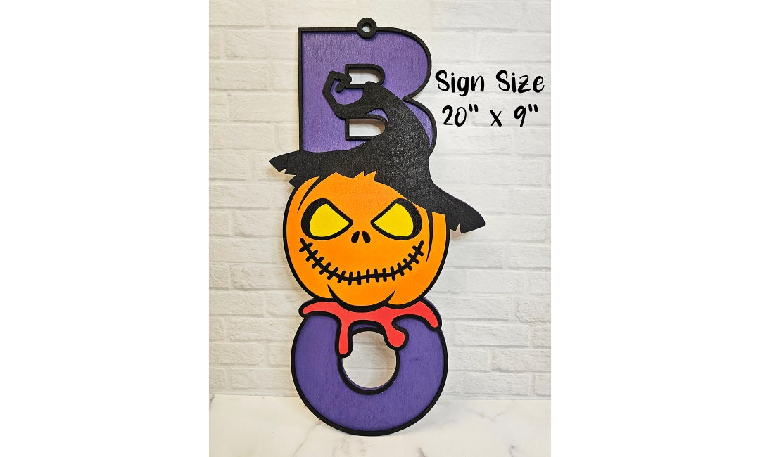 Custom Painted Scarecrow BOO Halloween Sign Unique Door Decor Large ...