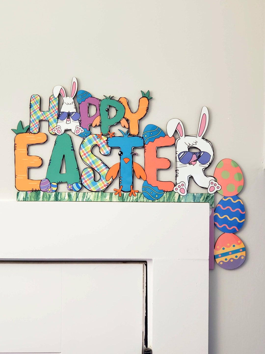 Happy Easter Sign Custom Door Corner Easter Decor Door Trim Sitter ...