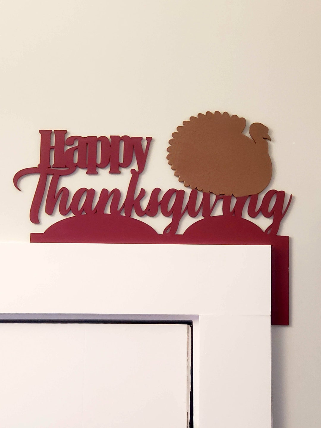 Thanksgiving Turkey Door Trim Sitter: Burgundy & Brown Holiday Decor - Etsy