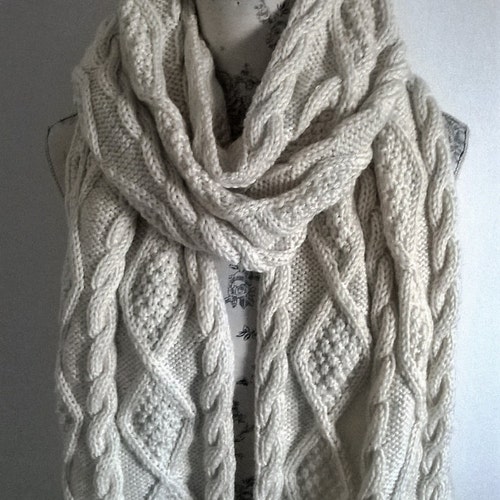 Diamond Aran Style Scarf PDF Digital Knitting Pattern - Etsy