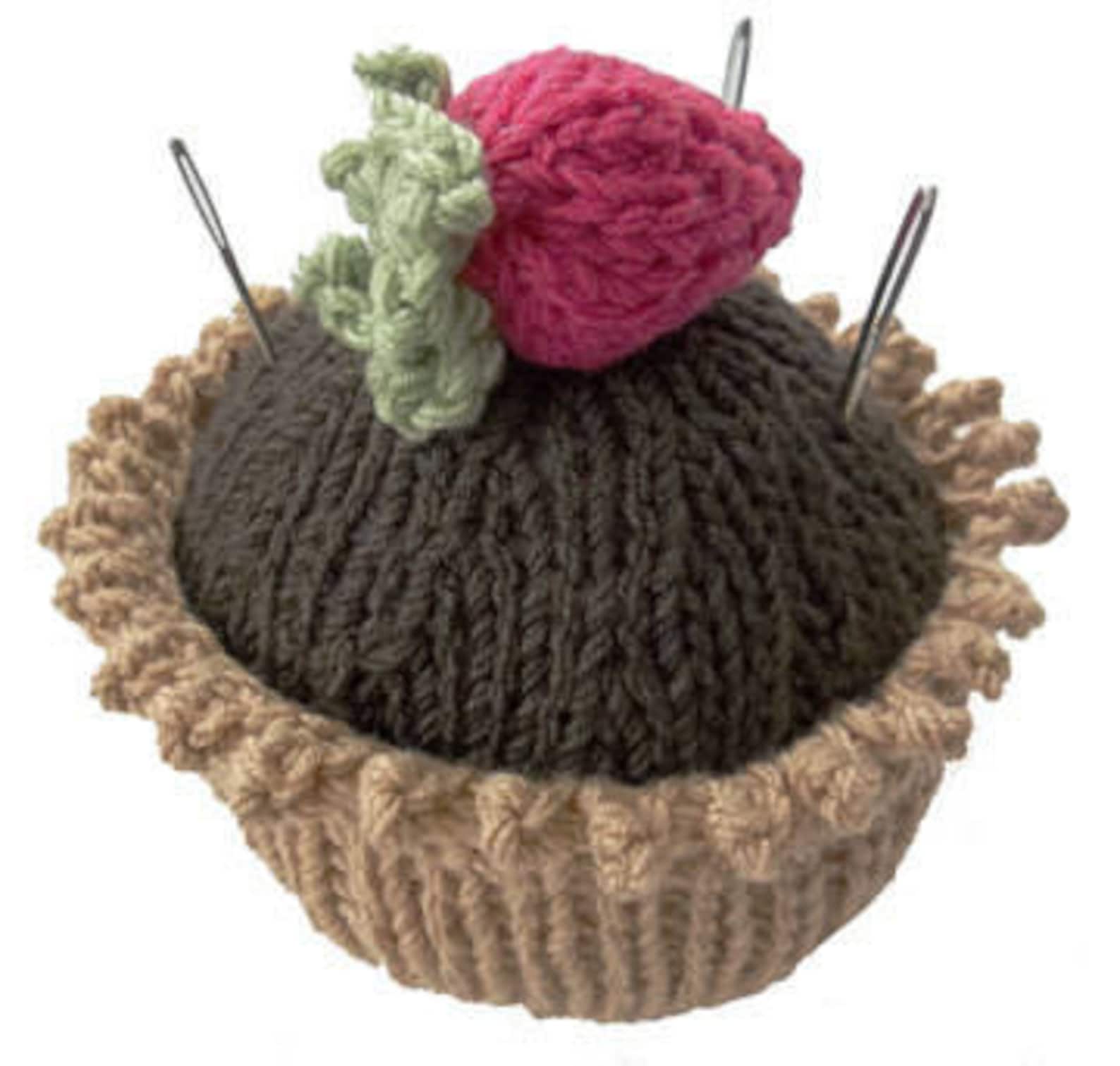 Pin Cushion Knitting Pattern.chocolate Cupcake. PDF Knitting Pattern ...