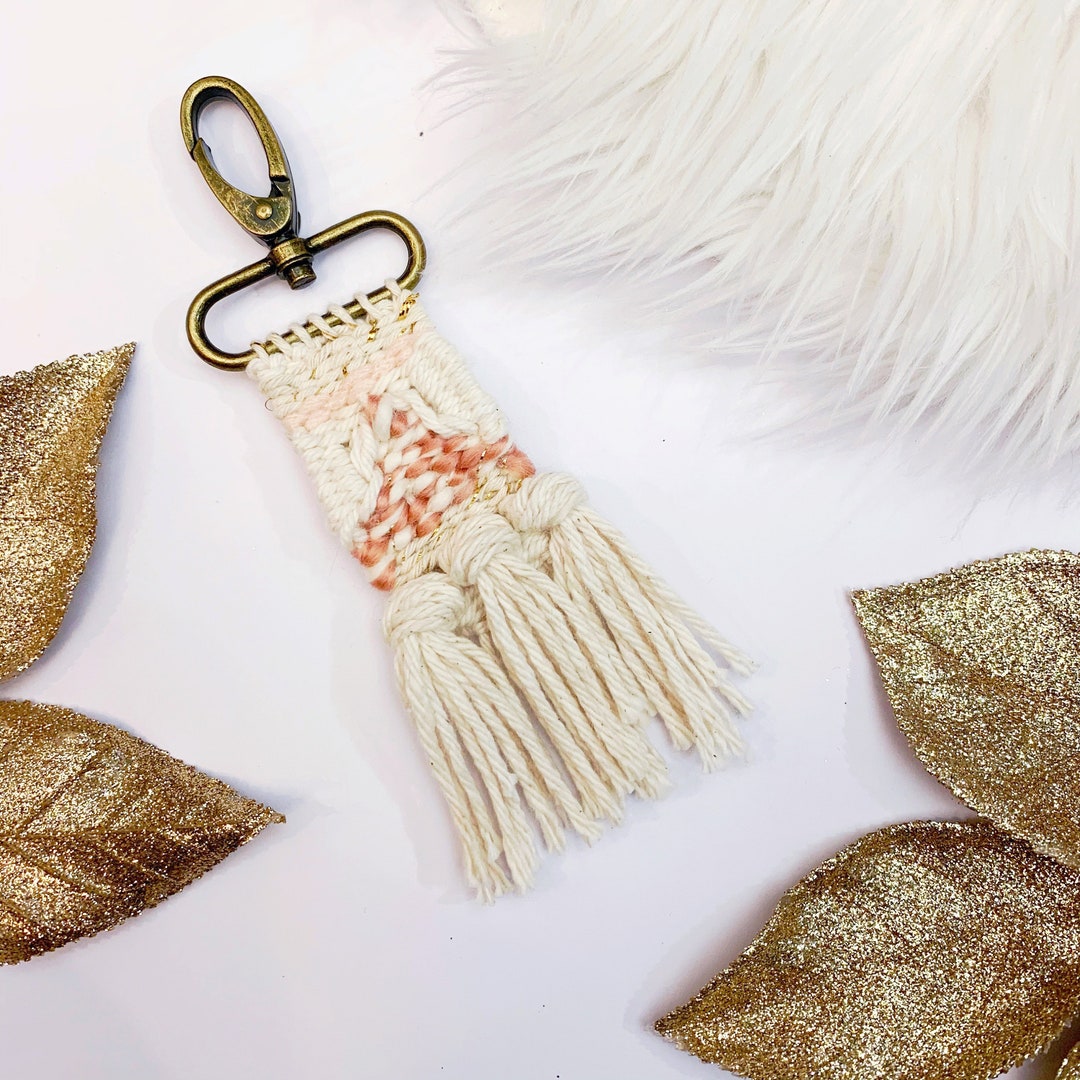 Pink Weaving Keychain, Mini Weaving Keychain, Woven Keychain, Trendy ...