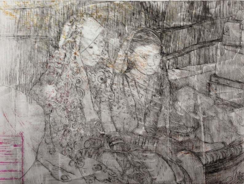Indian Girls. Dry-pint Etching by Jain Mckay. - Etsy UK