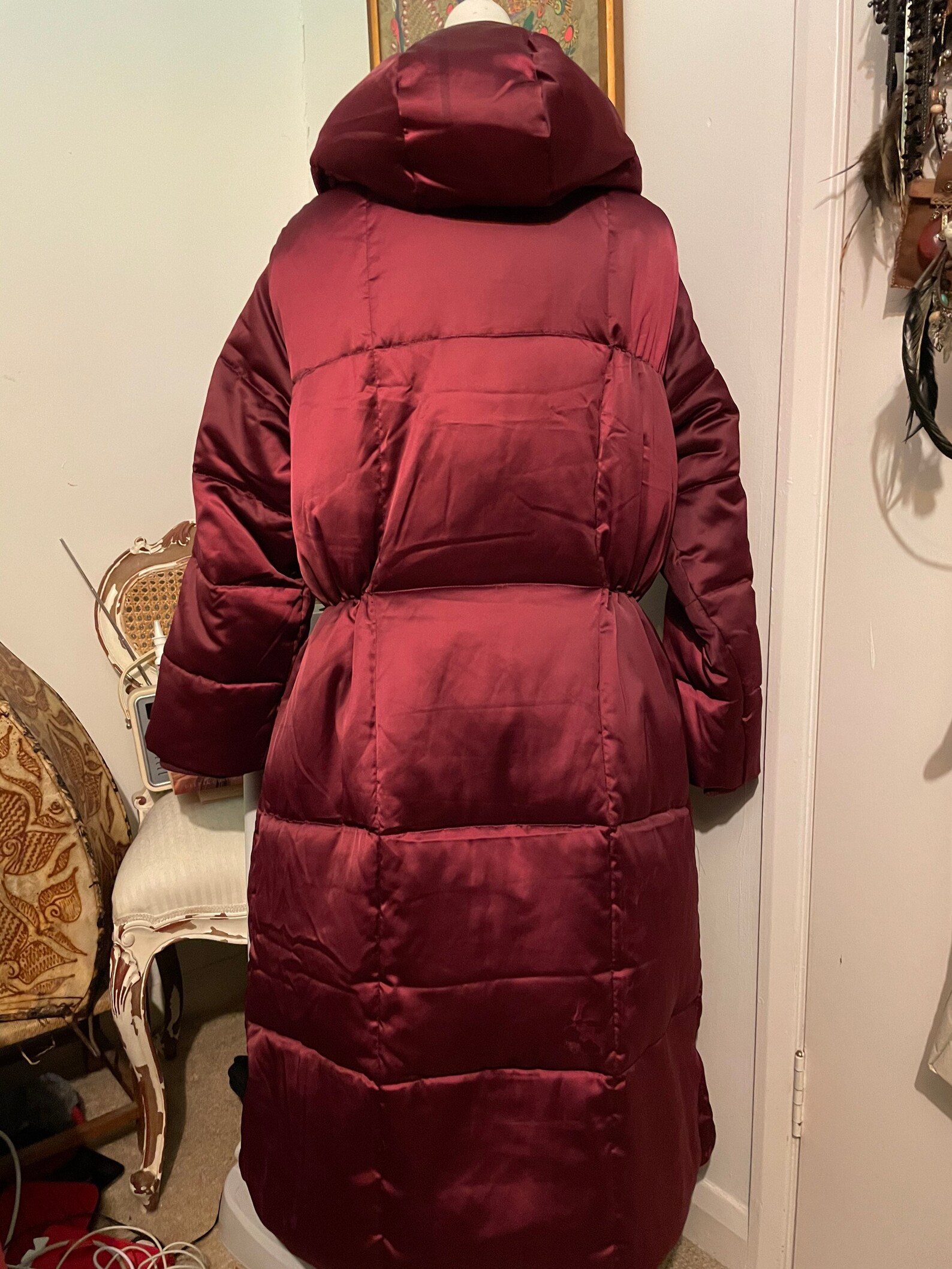Customised Burgundy Wine Colour Warm Winter Long Puffer Coat - Etsy