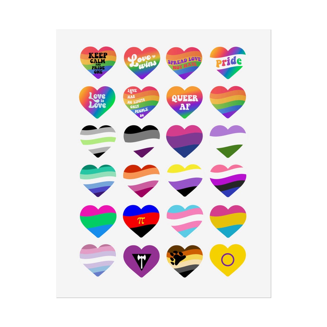 Rainbow Heart Roll Poster - LGBTQ Pride Wall Art, Love Wins Decor ...