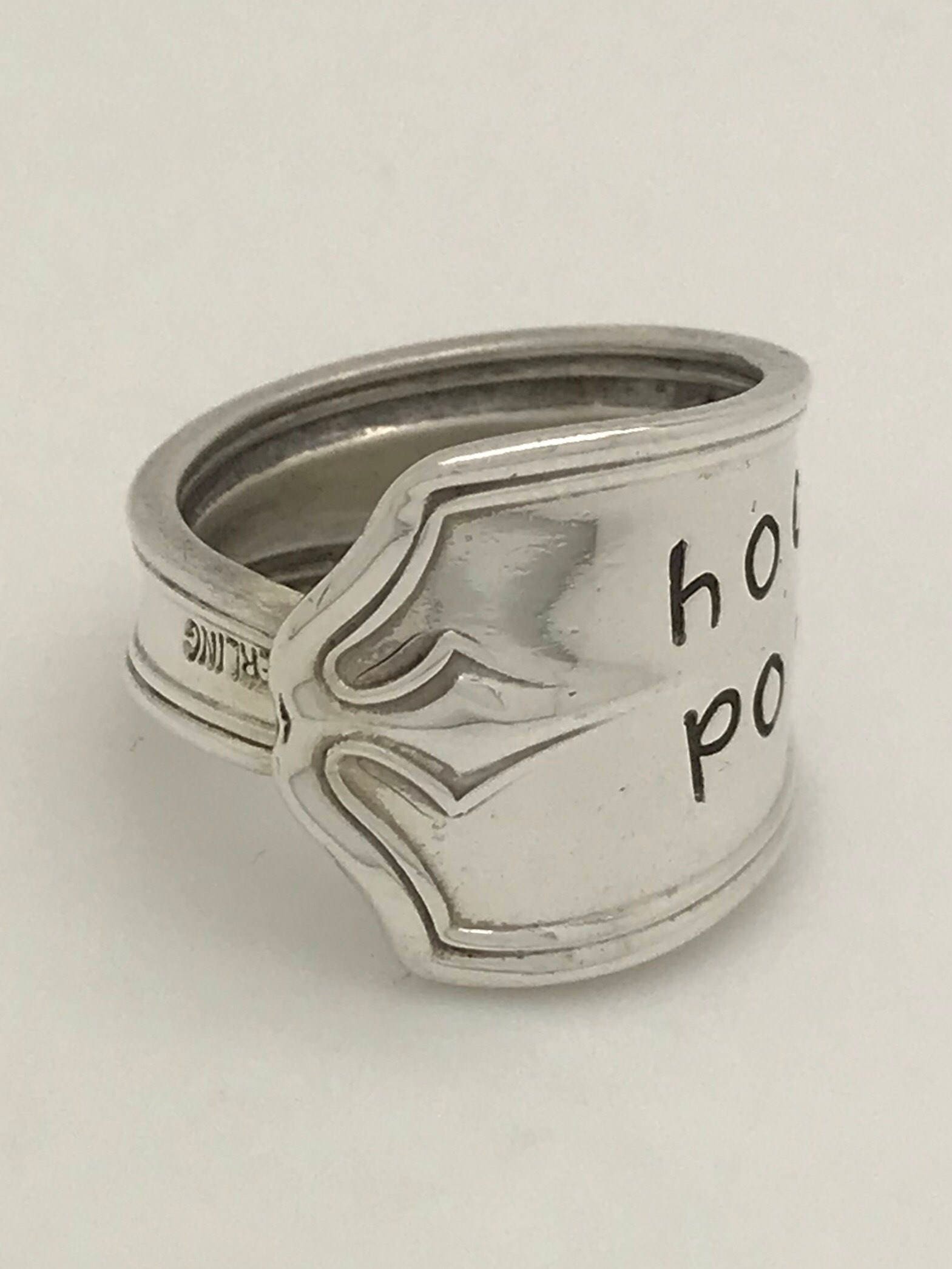 Size 8 Single wrap style, Vintage Sterling Silver Spoon Ring, Hocus Pocus