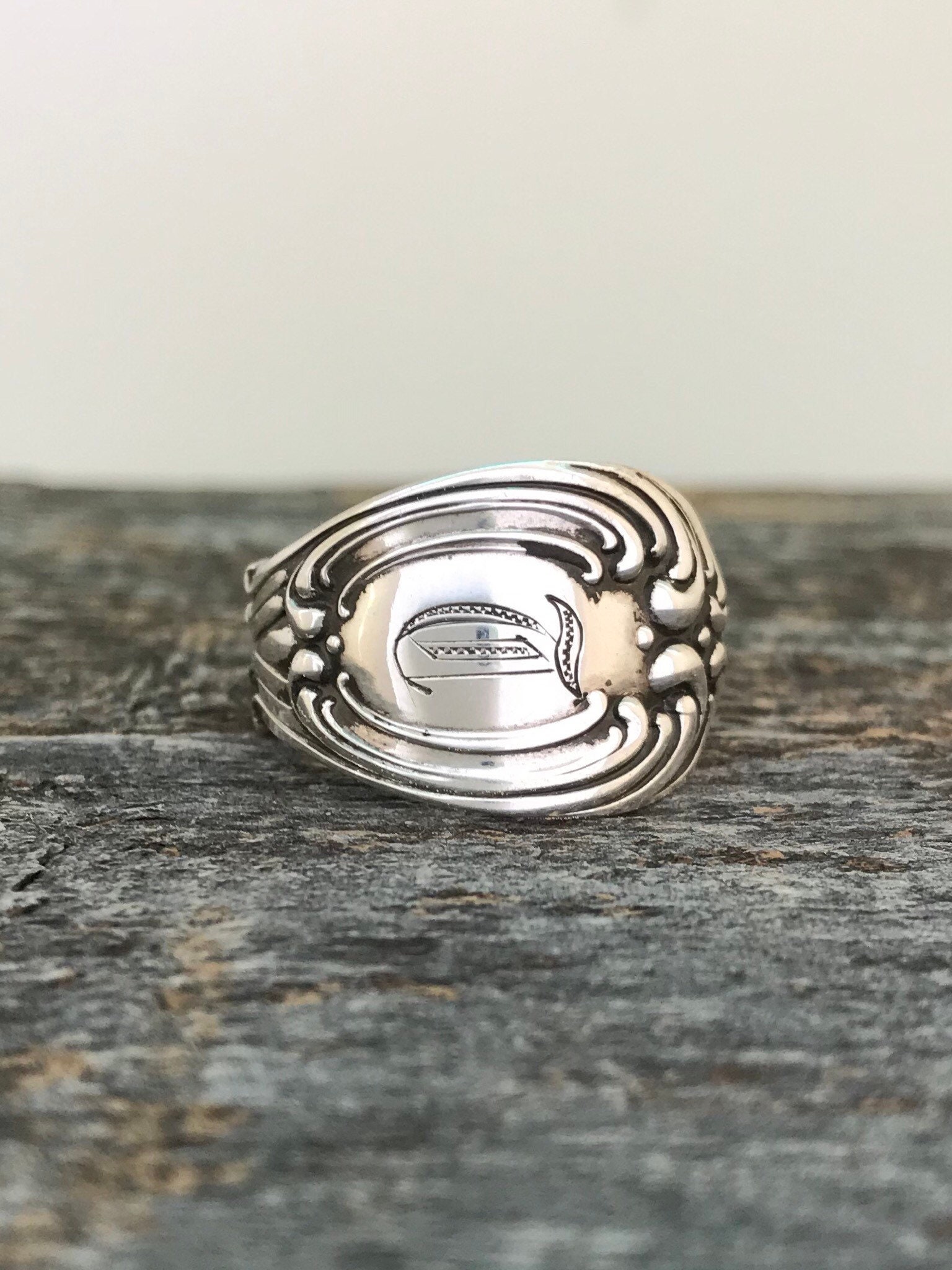 Size 10, Single wrap style, Vintage Sterling Silver Spoon Ring