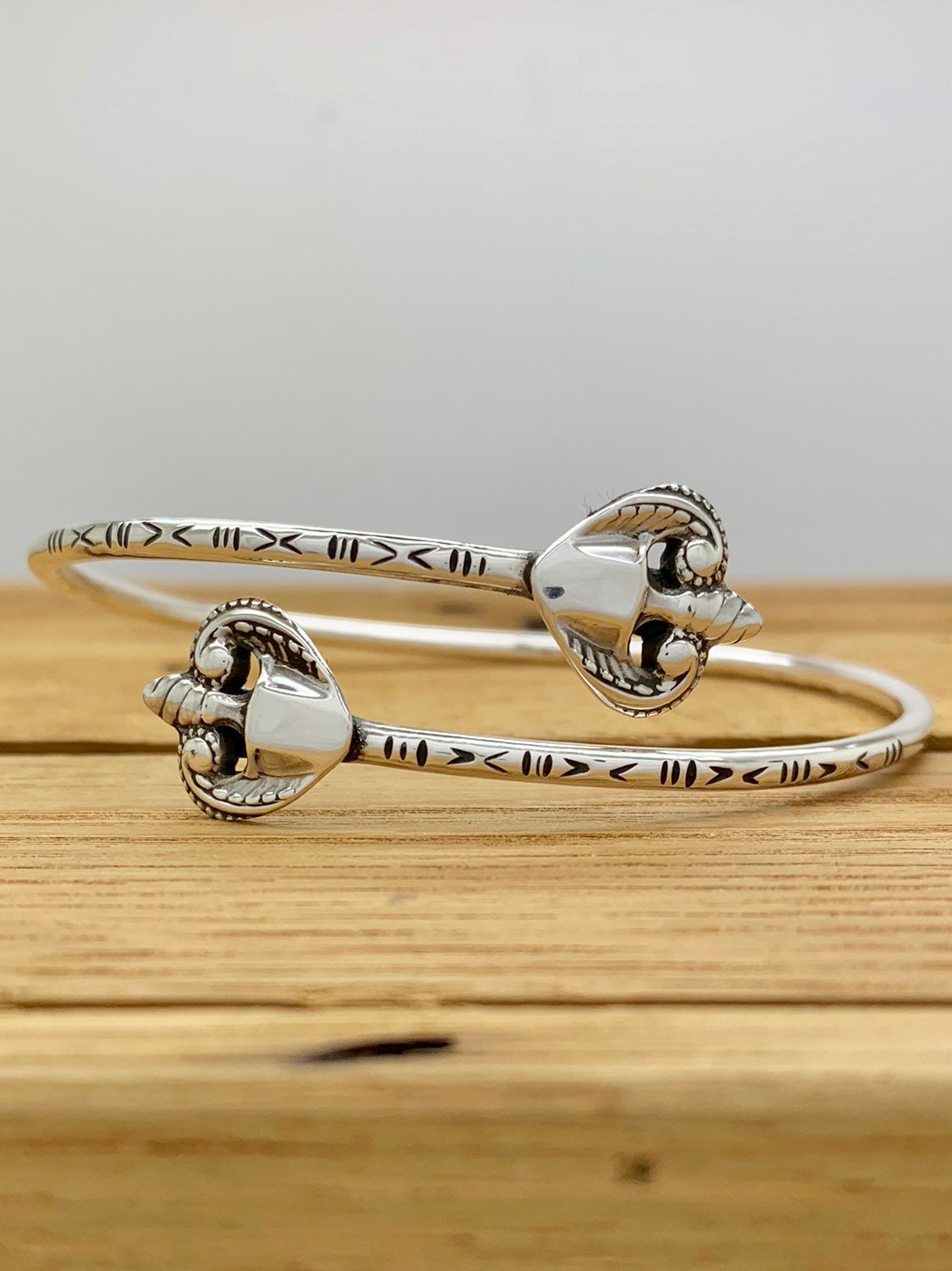 Sterling Silver Spoon Bangle Bracelet, Wrap, Stackable