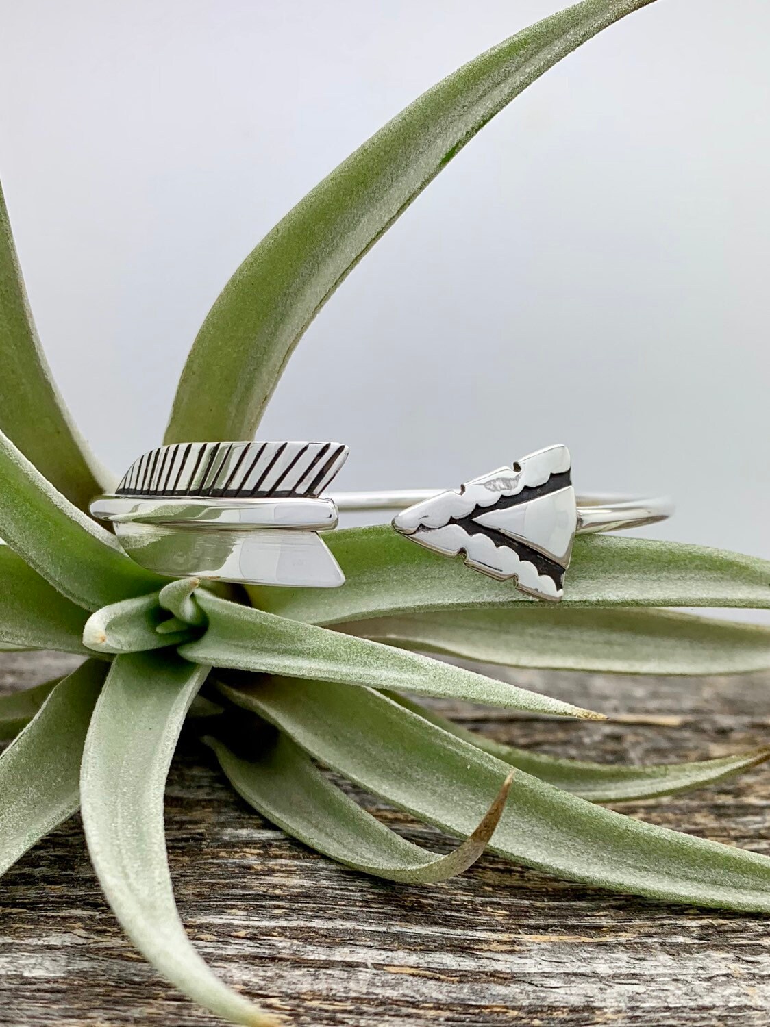 Arrow, Sterling Silver Spoon Bangle Bracelet, Stackable