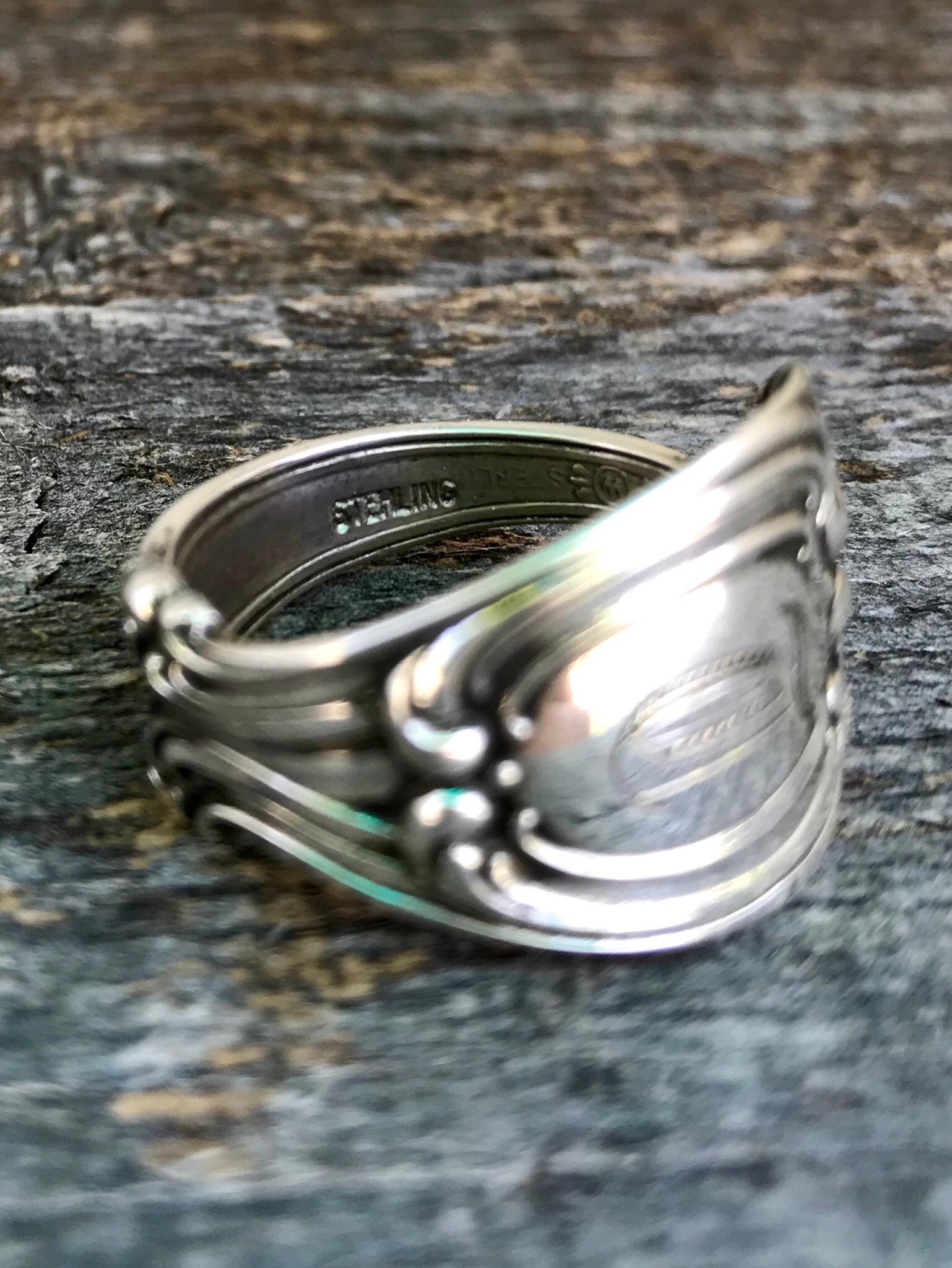 Size 10, Single wrap style, Vintage Sterling Silver Spoon Ring