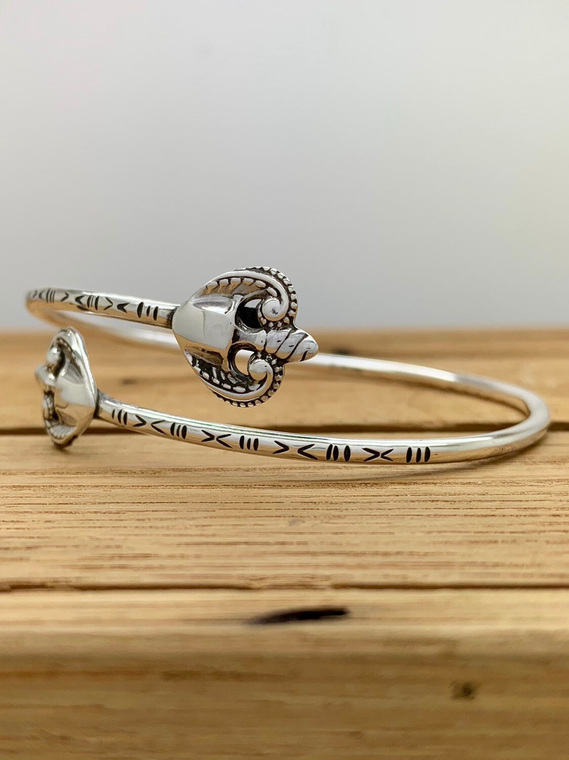 Sterling Silver Spoon Bangle Bracelet, Wrap, Stackable