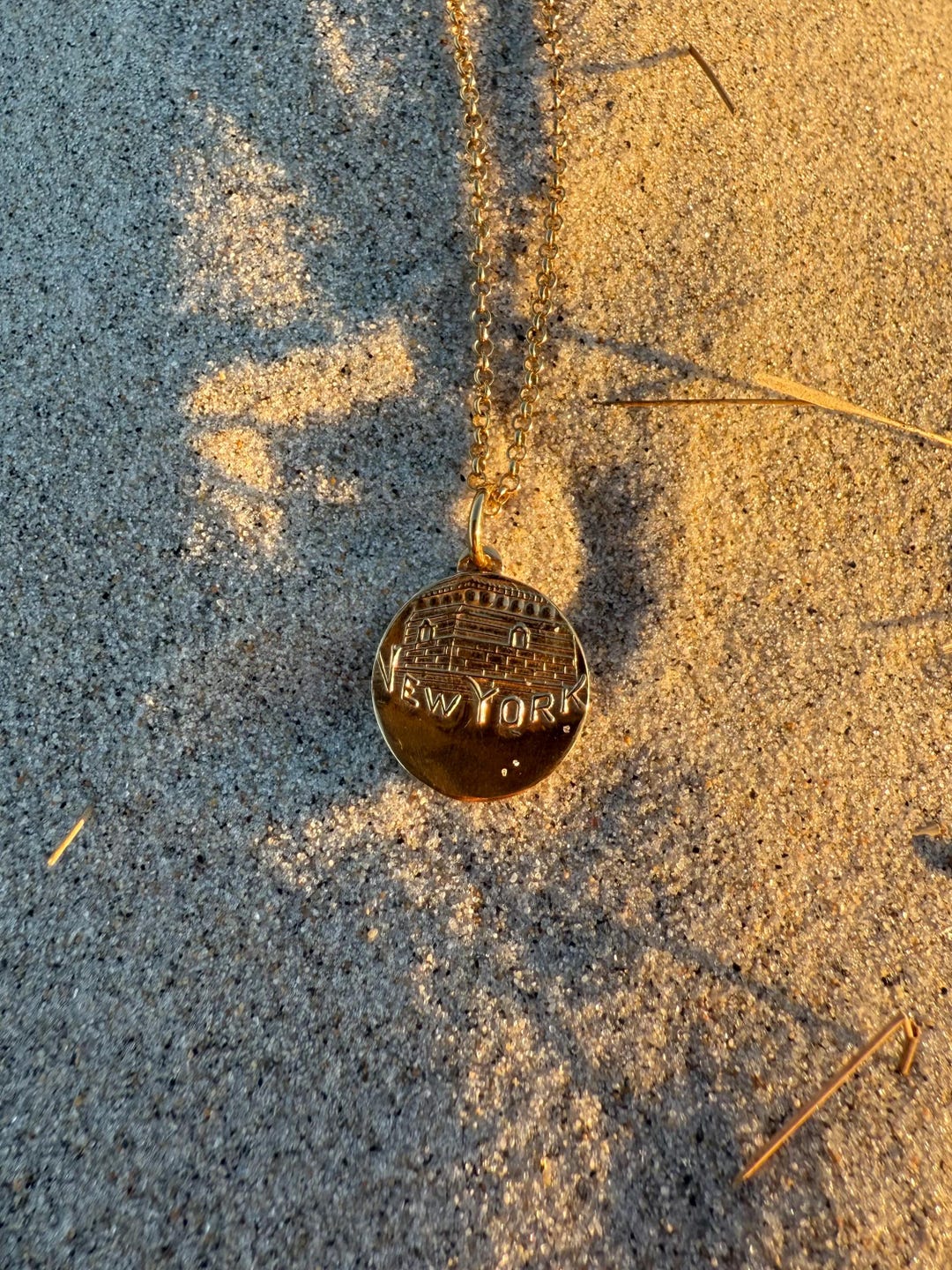 Gold Vermeil, Vintage Spoon Necklace, New York, Coin, Medallion, Disk ...