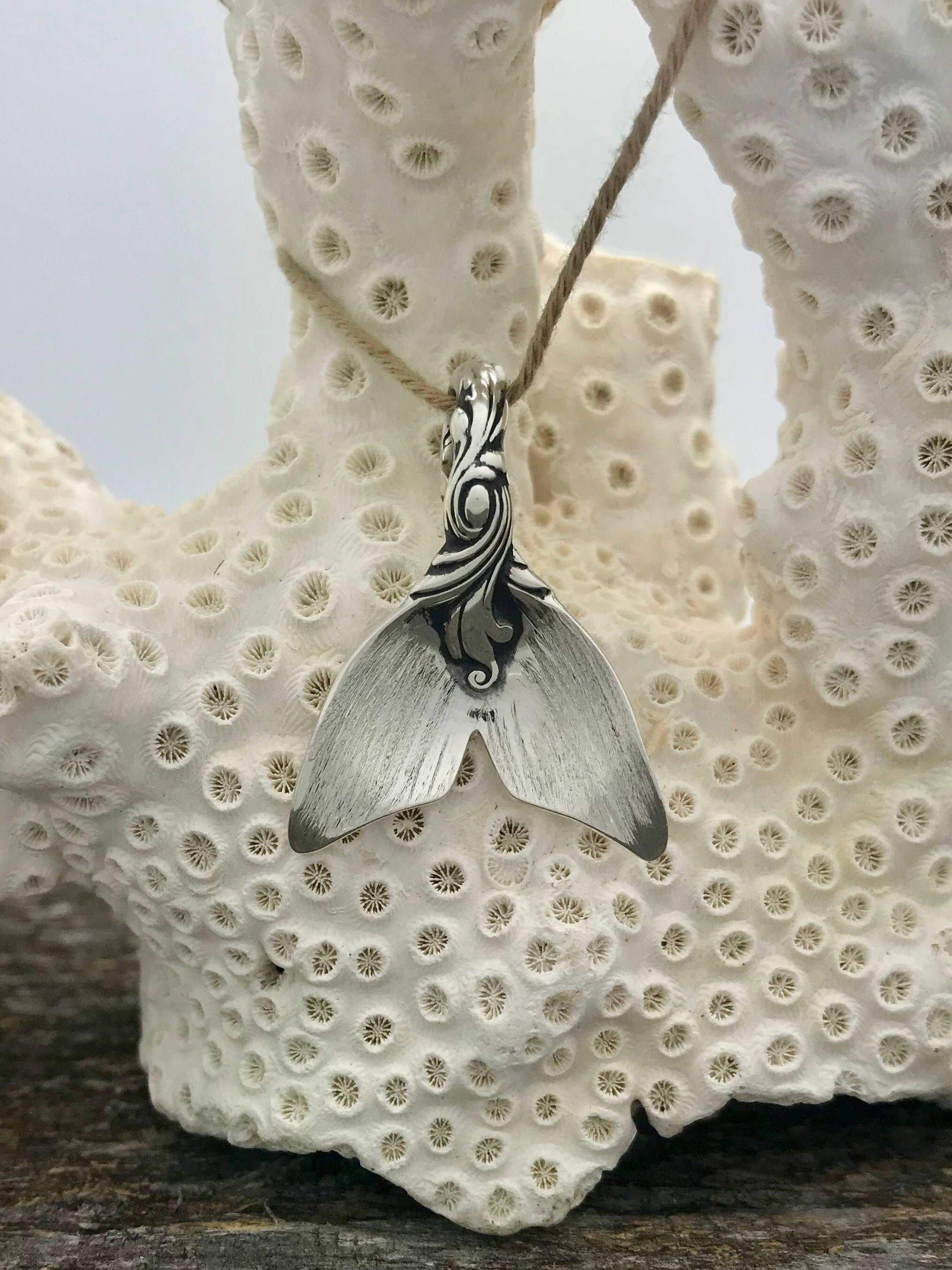 Mini Romance of the Sea Mermaid tail Pendant, Sterling Silver