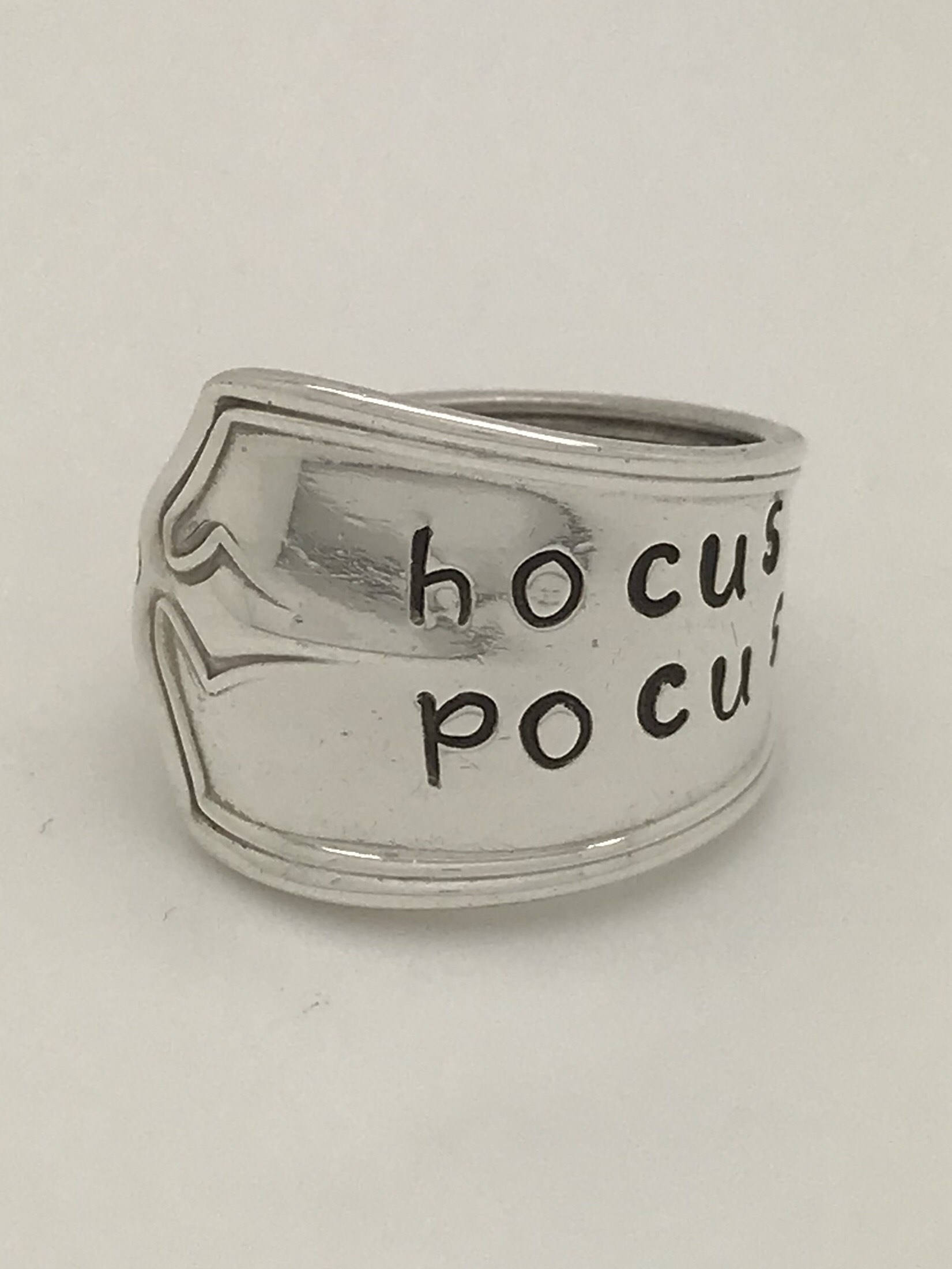 Size 8 Single wrap style, Vintage Sterling Silver Spoon Ring, Hocus Pocus