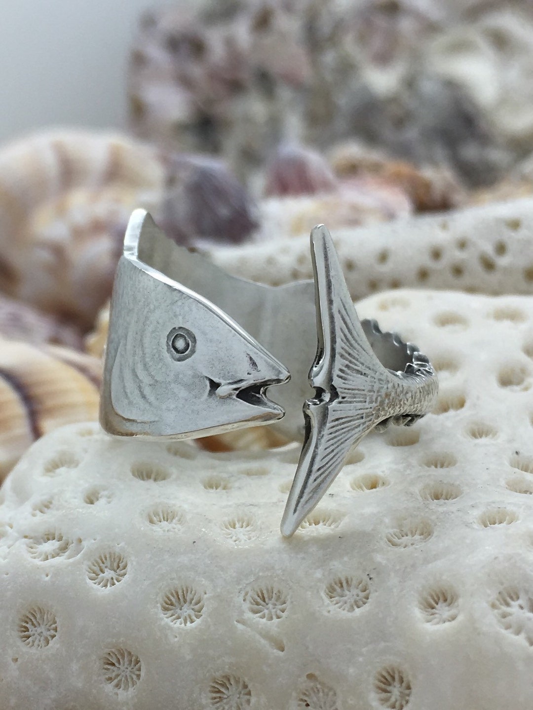 Size 8.5 Vintage Sterling Silver Spoon Ring, Tuna Fish - Etsy