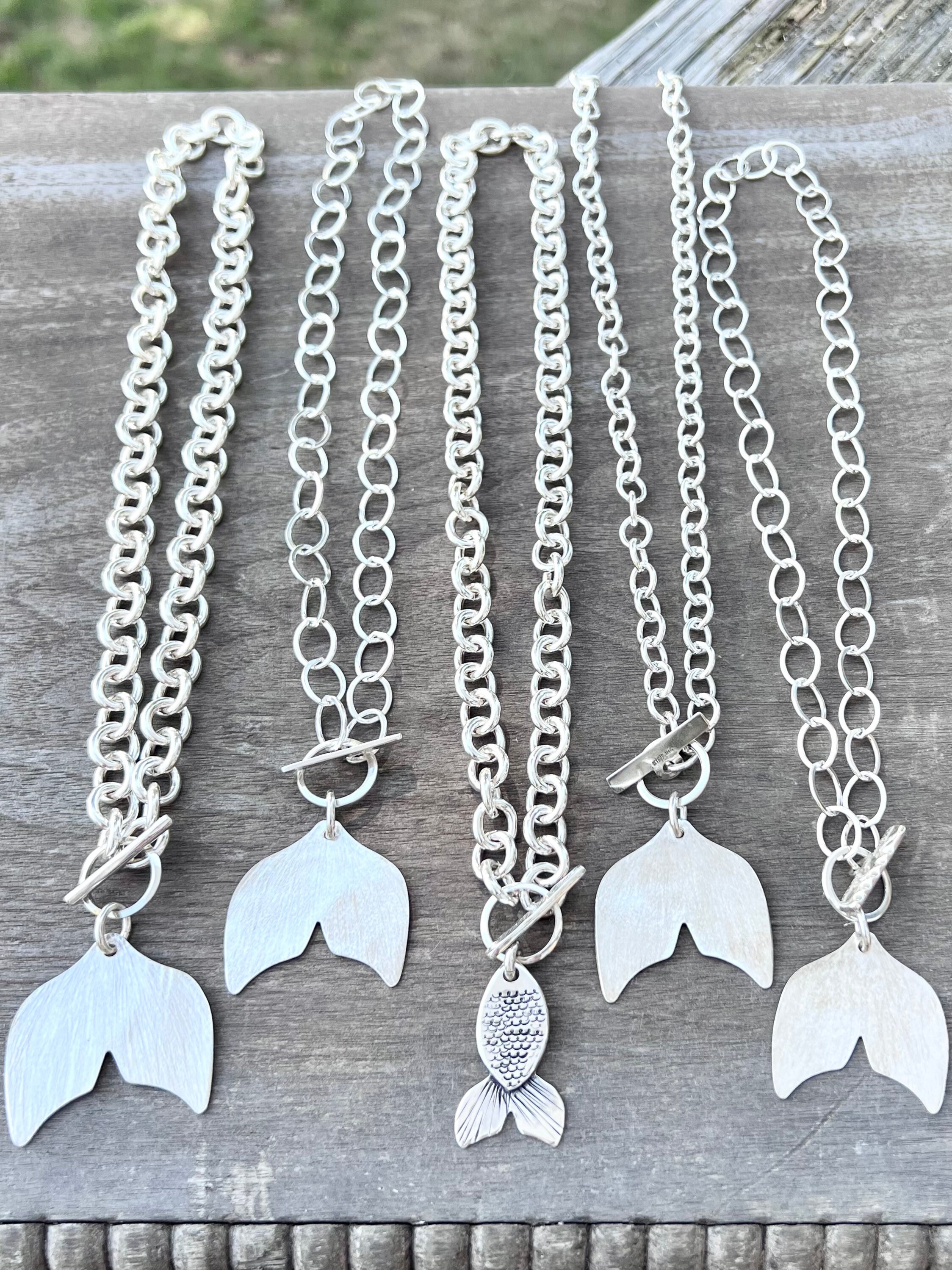 Large Sterling Silver 10 MM Cable Chain, Fish Necklace, Spoon necklace ...